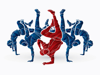 Group of people dancing action Royalty Free Vector Image