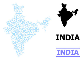 Winter composition map india snowflakes Royalty Free Vector