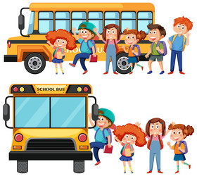 Student going to school by bus Royalty Free Vector Image