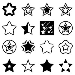 Stars flat icon set isolated on white background Vector Image
