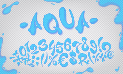 Aqua hand drawn signs and numbers Royalty Free Vector Image