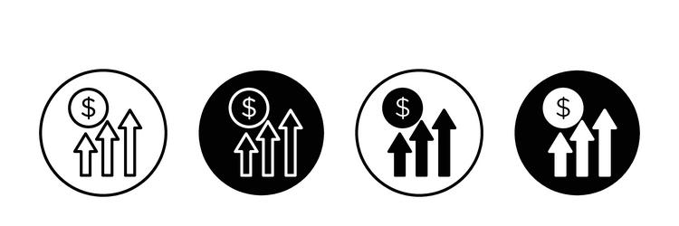 High revenue icon set margin growth pension Vector Image