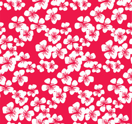 Red sakura flower seamless pattern Royalty Free Vector Image