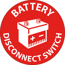 Battery disconnect switch sign on white background
