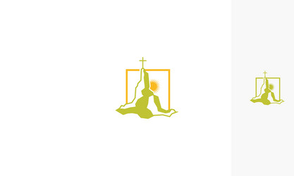 Cross with scales justice logo design Royalty Free Vector