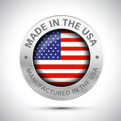 Metal badge icon made in usa with flag Royalty Free Vector