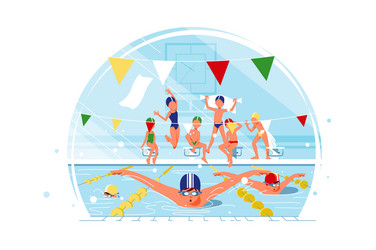 Swimming sport male swimmer action cartoon Vector Image