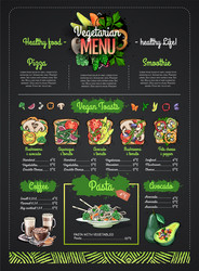 Vegetarian menu design with vegan meals Royalty Free Vector