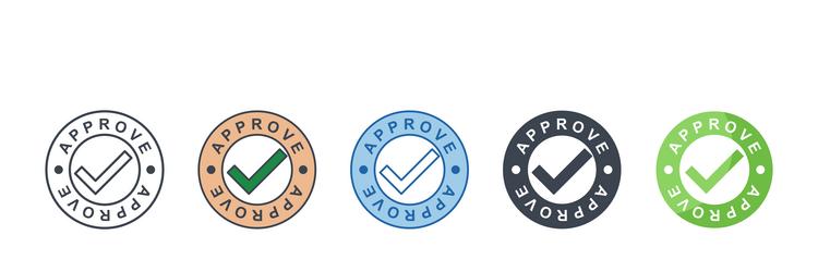 Approved stamp icon symbol template for graphic Vector Image