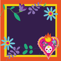 Mexican celebration heart with flame Royalty Free Vector