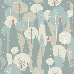 Seamless winter forest pattern christmas Vector Image
