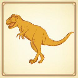 T-rex with blue stripe hand draw in vintage style Vector Image