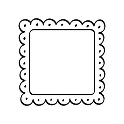 Long rounded scallop frame doodle line art clipart