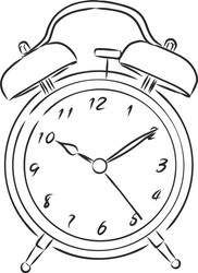 Alarm clock drawing engraving ink line art Vector Image