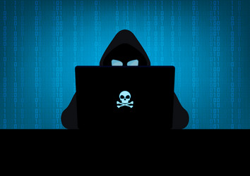 Hooded skull hacker logo concept Royalty Free Vector Image