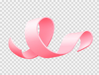 Realistic pink ribbon isolated over transparent Vector Image