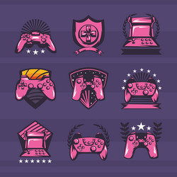 Bundle video game labels Royalty Free Vector Image
