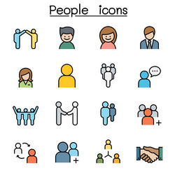 People color line icon set Royalty Free Vector Image