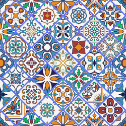 Mexican talavera ceramic tile pattern Royalty Free Vector