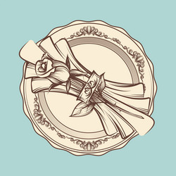 Table setting drawing Royalty Free Vector Image