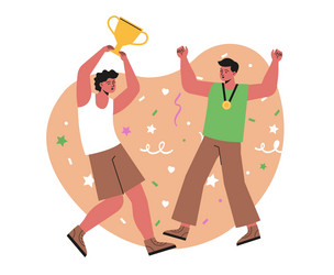 Happy competition concept with winners Royalty Free Vector