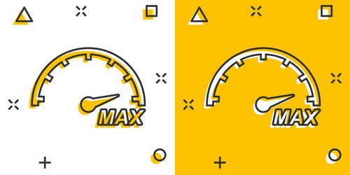 Cartoon max speed icon in comic style speedometer Vector Image
