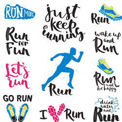 Running runner man marathon logo jogging emblems Vector Image