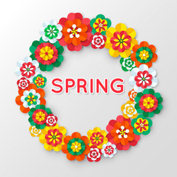 Spring background with multicolored cutout paper Vector Image