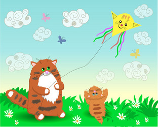 Cartoon cats and kittens animal characters group Vector Image