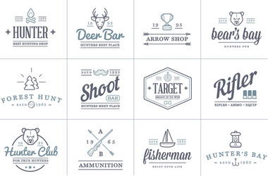 Collection hunting logo set hunt label Royalty Free Vector