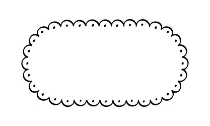 Long rounded scallop frame doodle line art clipart