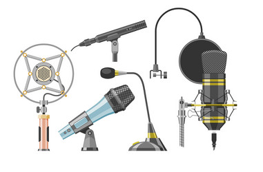 Cartoon studio microphones broadcast voice Vector Image