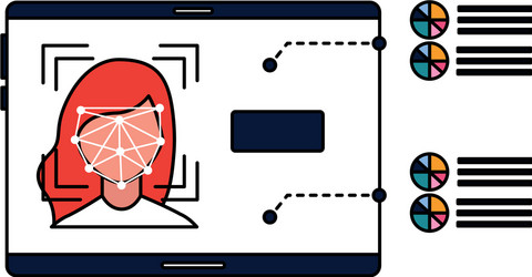 Smartphone woman face scan recognition biometric Vector Image