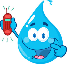 Cute blue water drop character set Royalty Free Vector Image