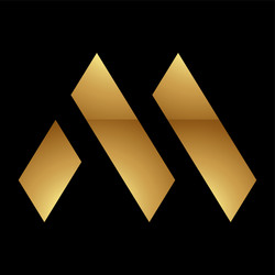 Golden letter m symbol on a black background Vector Image