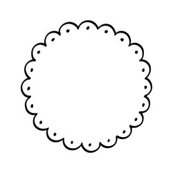 Round scalloped frame doodle line art clipart Vector Image