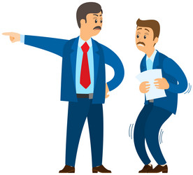 Angry boss shouting to scared employee director Vector Image