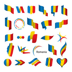 Flat set of cultural symbols romania Royalty Free Vector