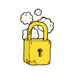 Comic cartoon padlock and key Royalty Free Vector Image