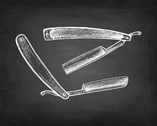 Folding straight razor chalk sketch Royalty Free Vector