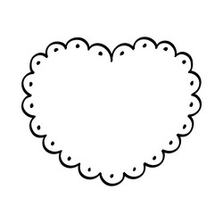 Round scalloped frame doodle line art clipart Vector Image