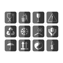 Packaging symbols flat package signs isolated Vector Image