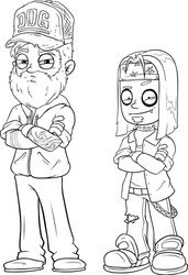 Cartoon cool rock guys characters set Royalty Free Vector