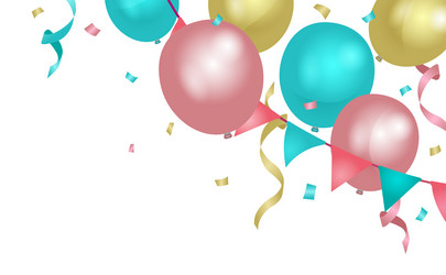 Colorful balloons for right corner design elements