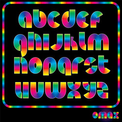 Neon rainbow color glow alphabet Royalty Free Vector Image