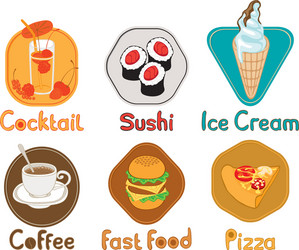 Food types icons set Royalty Free Vector Image