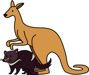 Kangaroo and tasmanian devil with map australia Vector Image