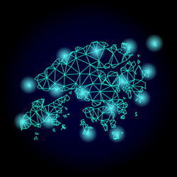 Network mesh circle inverted map hong kong Vector Image