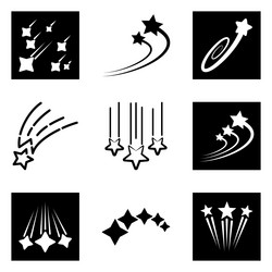 Starfall flat icon set isolated on white Vector Image