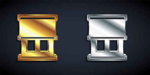 Gold and silver window in room icon isolated Vector Image